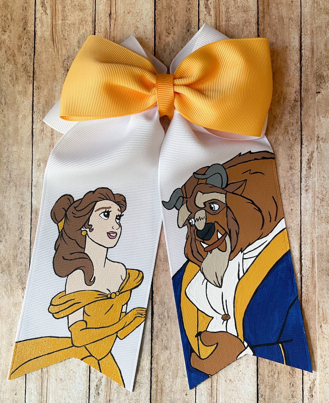 Disney Beauty and the Beast Hand Painted Hair Bow, Beast and Belle Hair ...