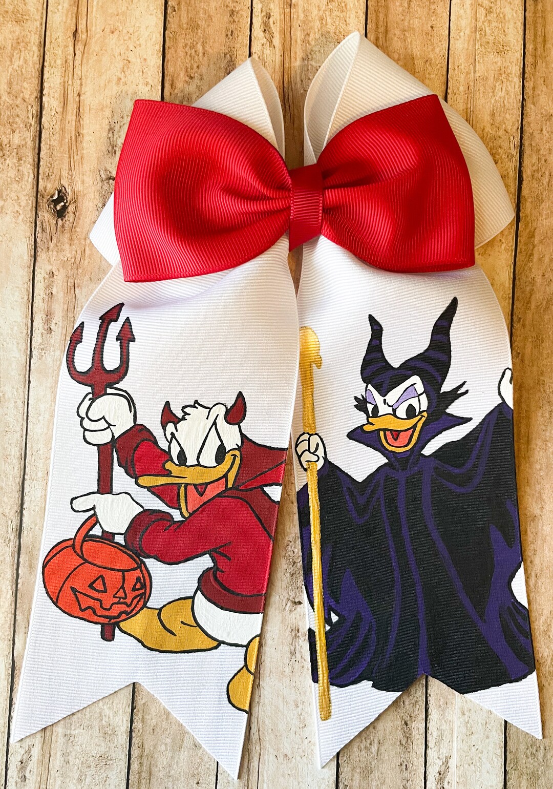 Donald and Daisy Duck Disney Halloween Hand Painted Hair Bow, Halloween ...