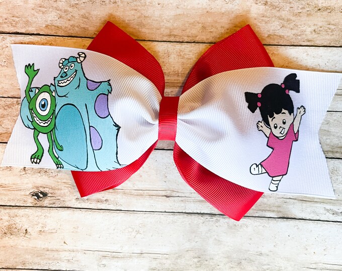 Monsters Inc. Hand Painted Hair Bow, Mike and Sulley Hair Bow, Disney ...