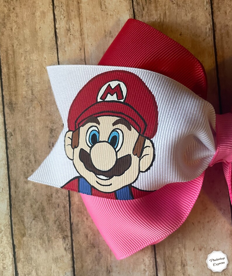Hand-painted Mario & Princess Peach Hair Bow, Cosplay - Etsy Canada