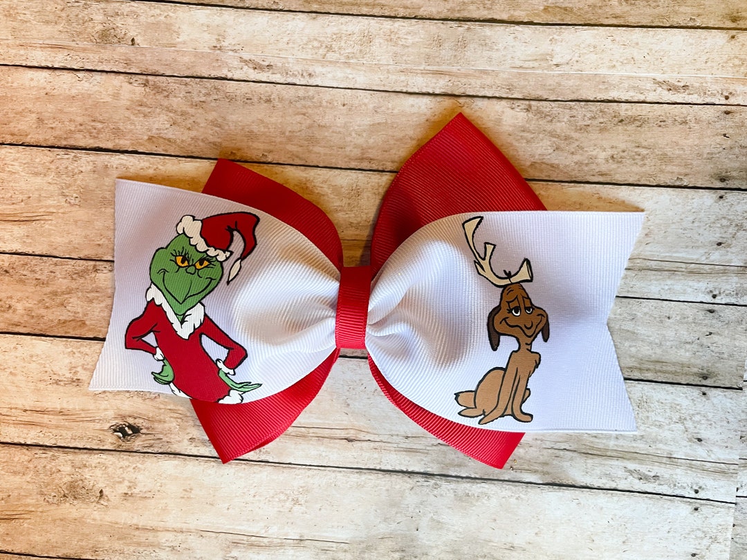 How the Grinch Stole Christmas Hand Painted Hair Bow, Grinch, Dr. Seuss ...