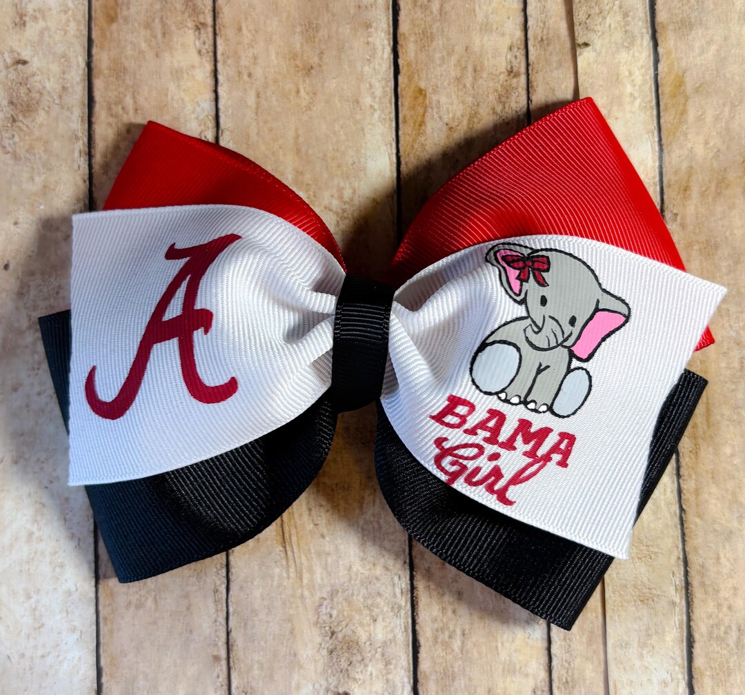 Alabama Elephant Hair Bow: Hand-painted Mascot Bow - Etsy