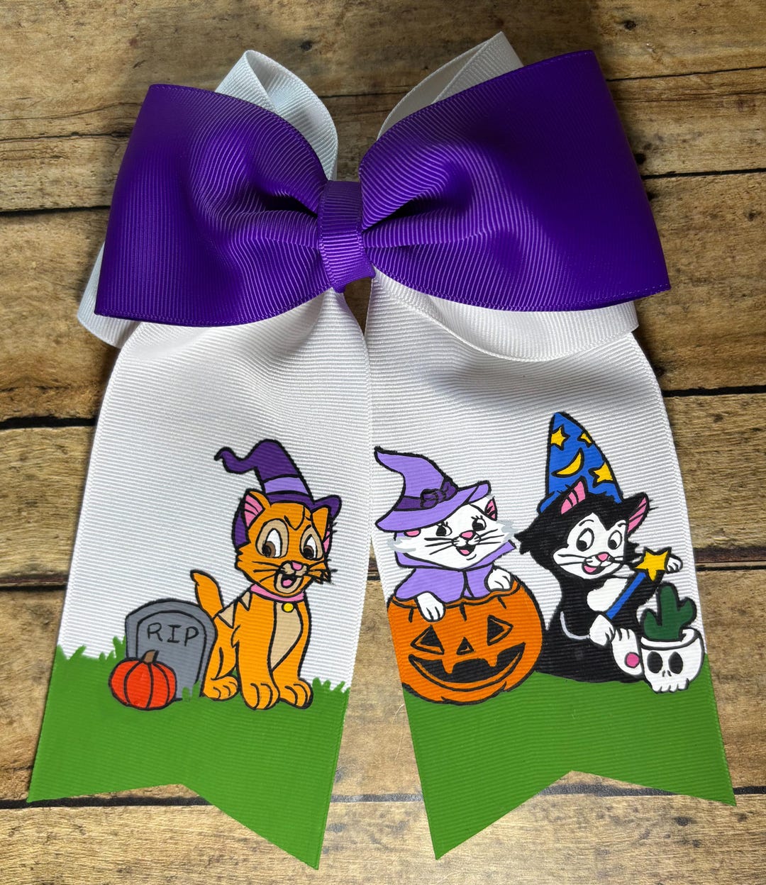 Disney's Aristocats Marie, Figaro, and Oliver Halloween Hand-painted Hair Bow, Disney Aristocats ...