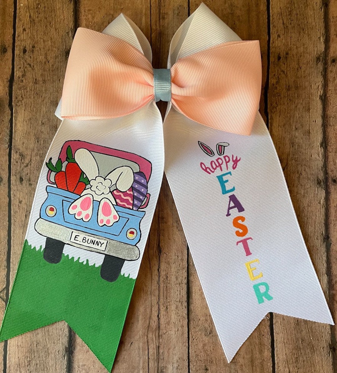 Easter Bunny Hand Painted Hair Bow, Holiday, Easter, Bunny, Handpainted ...