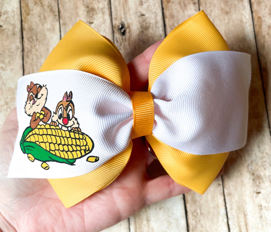 Disney Thanksgiving Chip and Dale Chipmunk Hand Painted Hair Bow ...