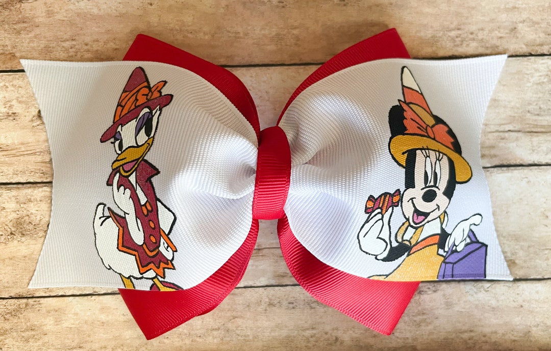 Daisy Duck and Minnie Mouse Disney Halloween Hand Painted Hair Bow ...