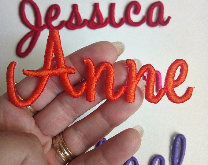 Custom Embroidered Name Iron on Patch Script Font Personalized Your ...