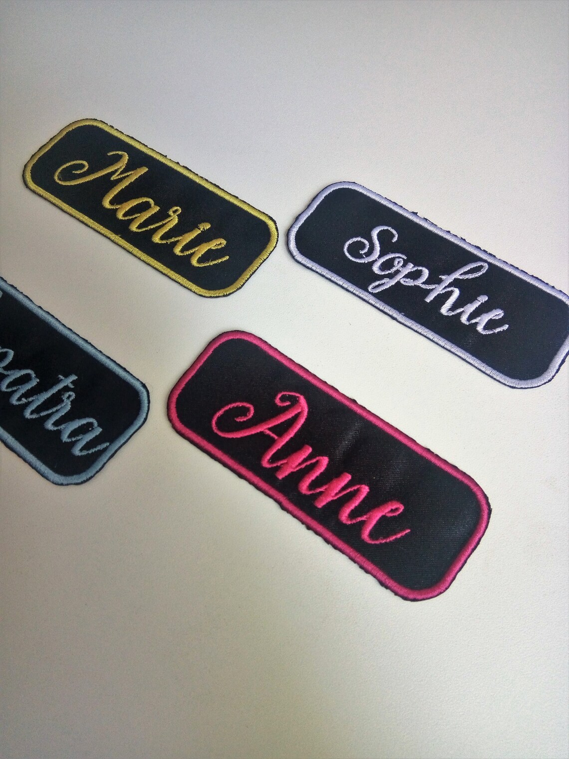 Embroidered Name Tag Black Name Patch Iron on Embroidered | Etsy