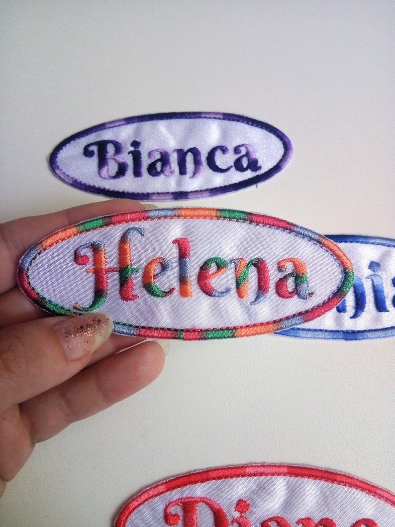 Iron on Embroidered Name Tag With Variegated Thread for - Etsy