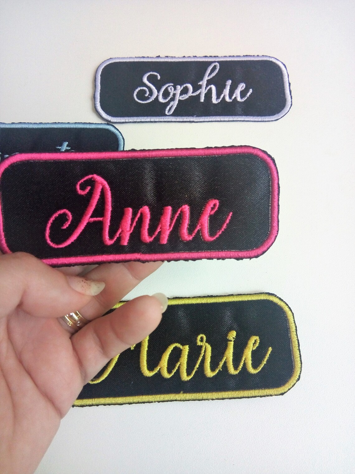 Embroidered Name Tag Black Name Patch Iron on Embroidered | Etsy