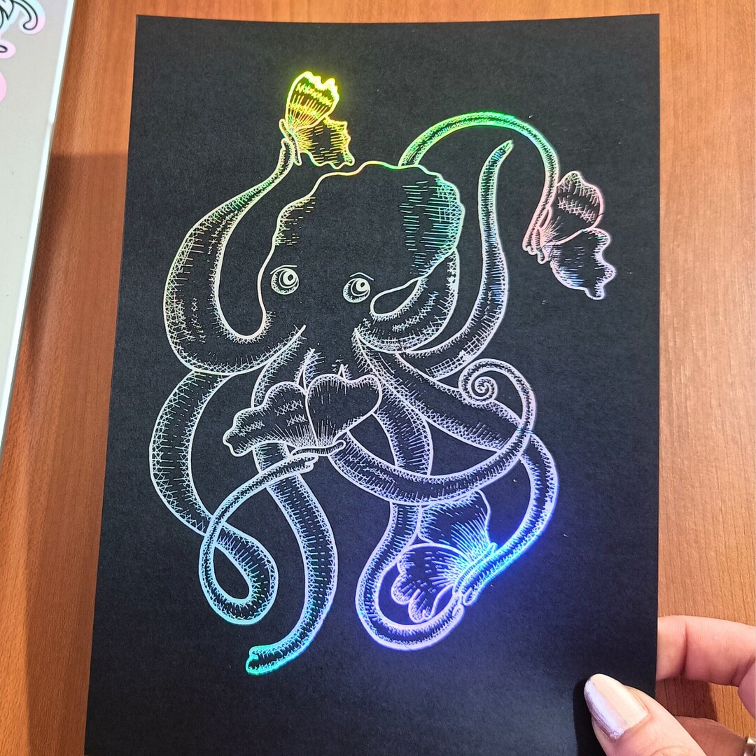 Cute Octopus With Butterflies Foil Print, Octopus Wall Foil Art Print ...