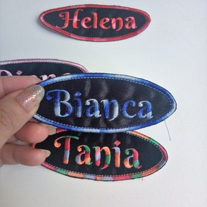 Iron on Embroidered Name Tag Applique With Variegated Thread for Jeans ...