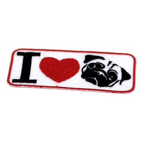 I Love Pug Iron on Embroidered Patches for Pug Lovers, for Clothing ...
