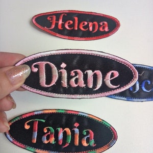 Iron on Embroidered Name Tag Applique With Variegated Thread for Jeans ...