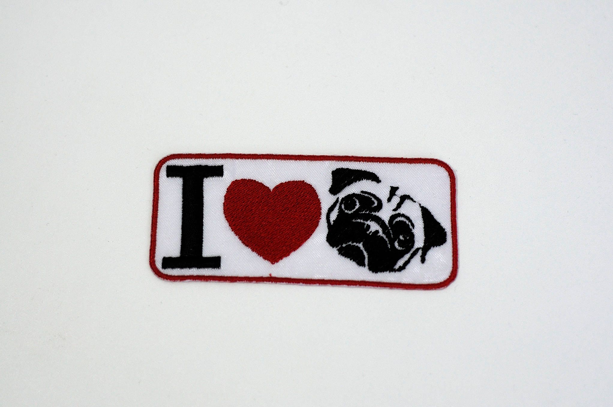 I Love Pug Iron on Embroidered Patches for Pug Lovers for - Etsy