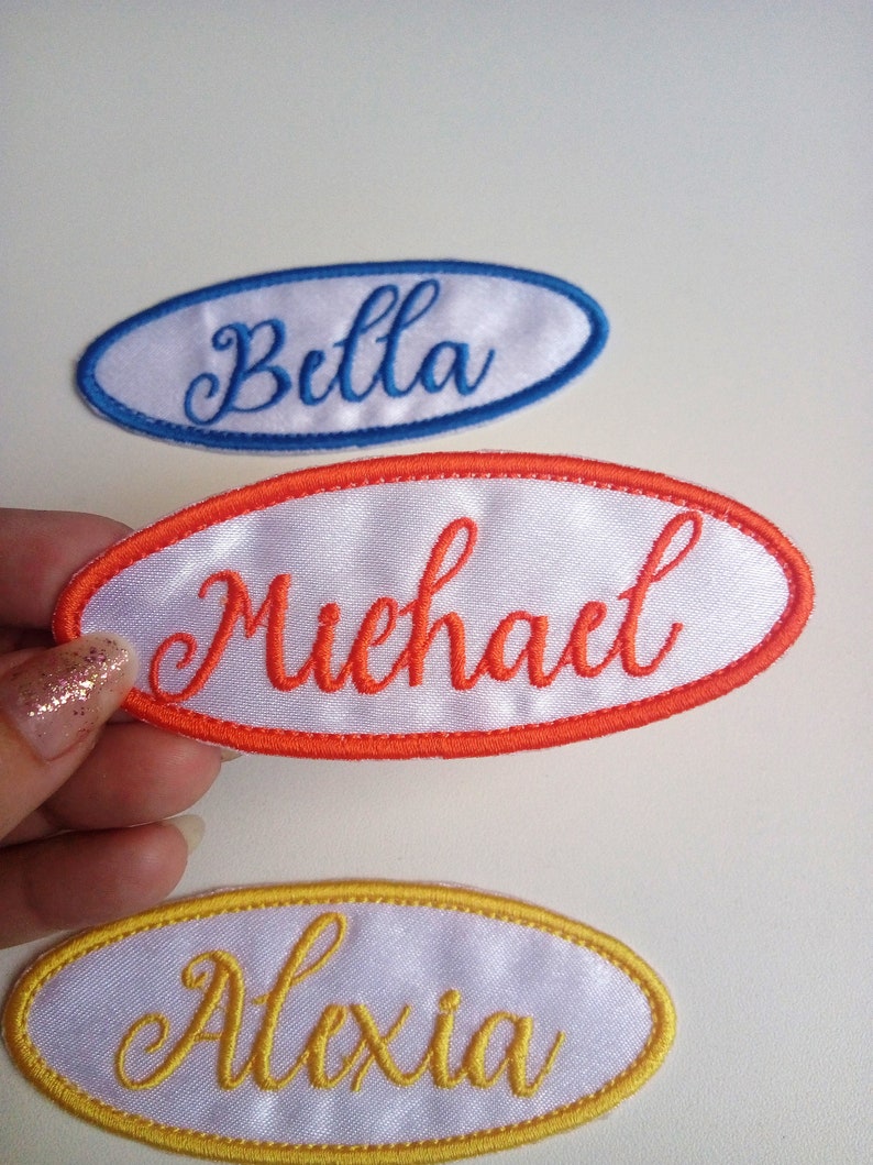 White Iron on Name Patch Custom Embroidered Name Patch White | Etsy