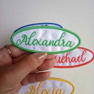 White Iron on Name Patch, Custom Embroidered Name Patch, White Name Tag ...
