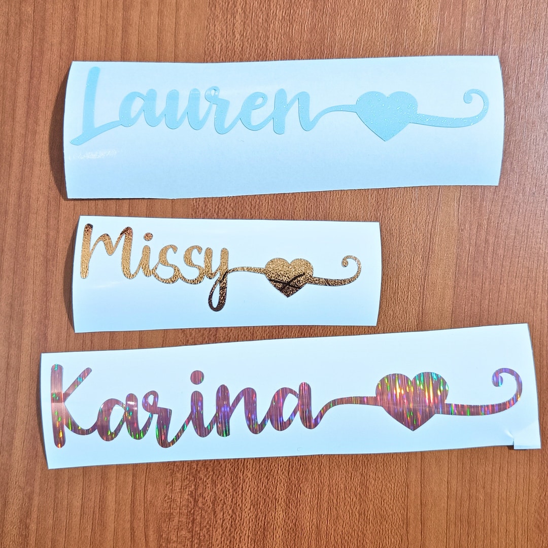 Personalized Name With Heart Vinyl Decal, Bride Decal, Wedding Vinyl ...