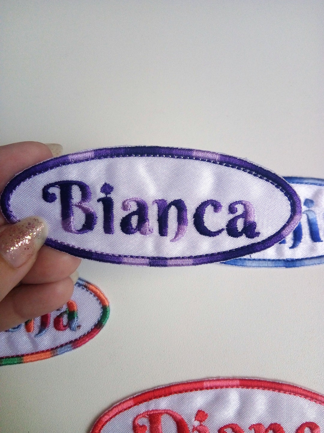 Iron on Embroidered Name Tag With Variegated Thread for Jackets, Jeans ...