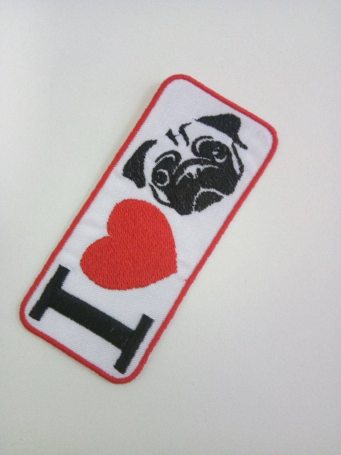 I Love Pug Iron on Embroidered Patches for Pug Lovers for - Etsy