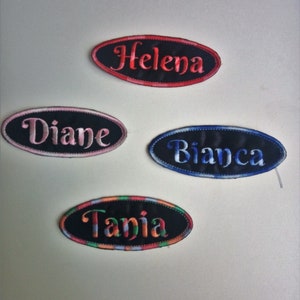 Iron on Embroidered Name Tag Applique With Variegated Thread for Jeans ...