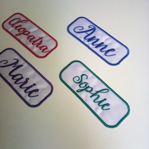 White Embroidered Name Tag, Iron on White Name Tag, Sew on Name Tag ...