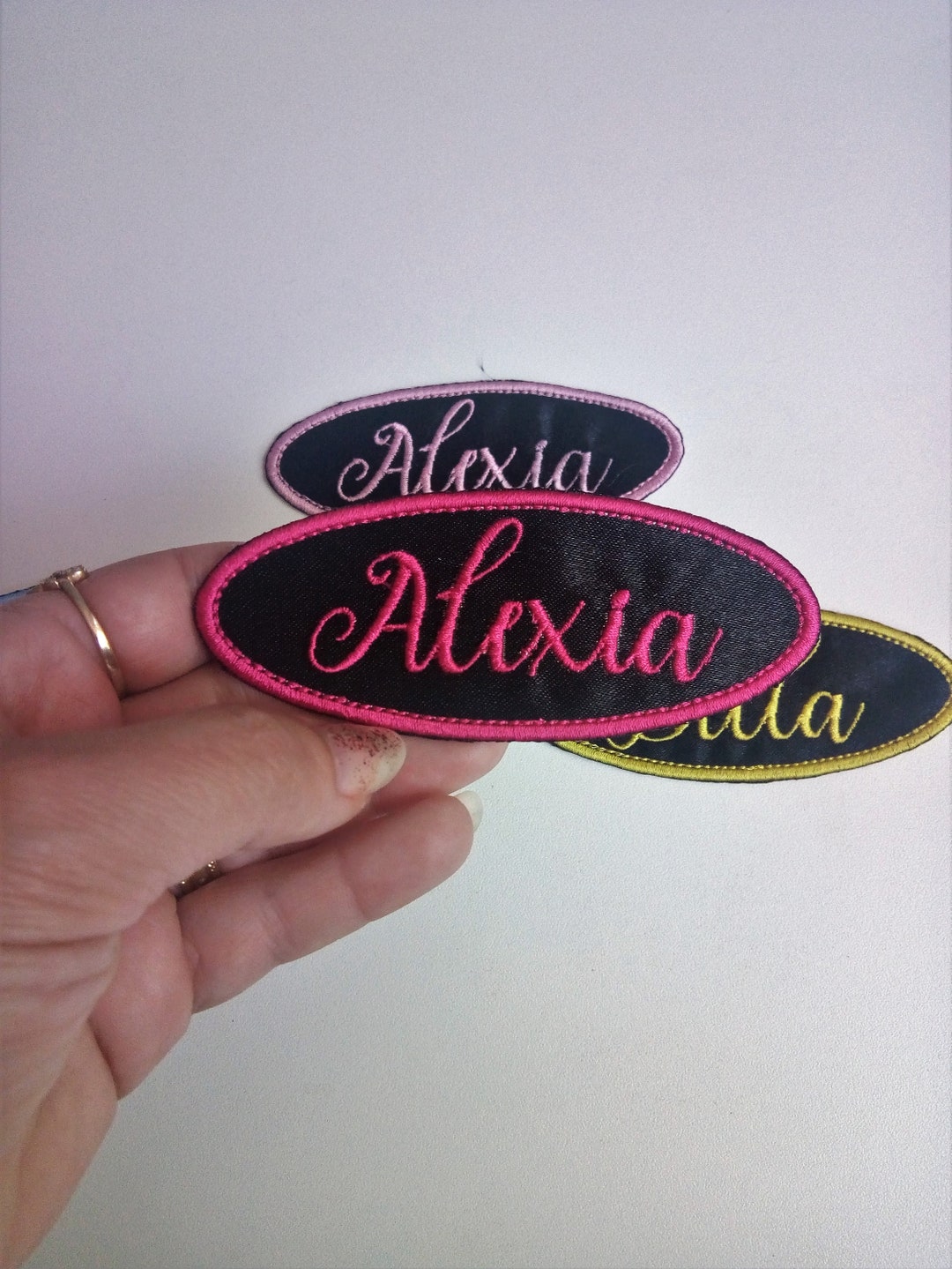 Custom Embroidered Name Patch, Black Iron on Name Patch, Name Tag, Sew ...