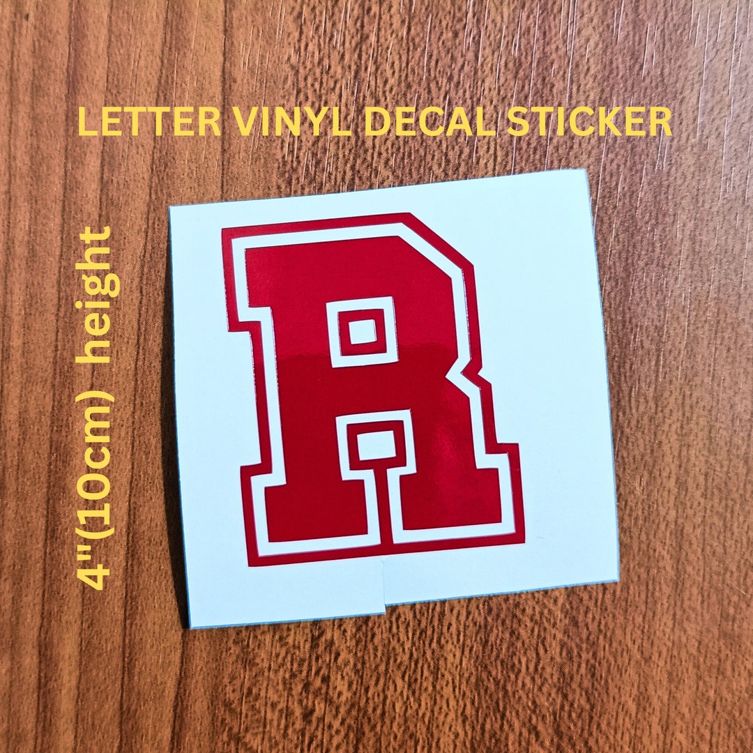 Single Letter Decal, Varsity Letters Vinyl Decals Stickers, Helmet ...
