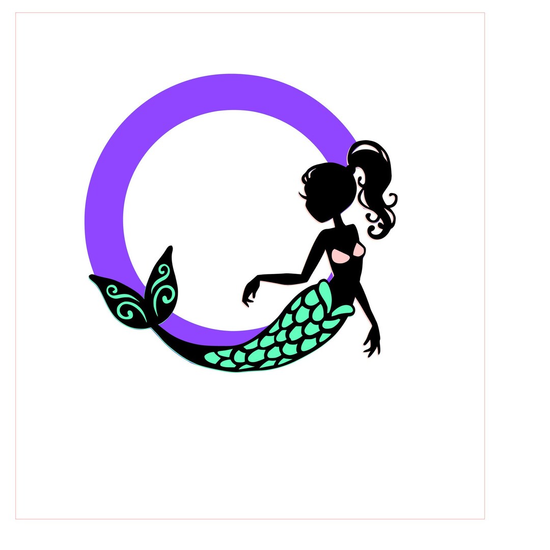 Mermaid Monogram Frame SVG Cut File - Etsy