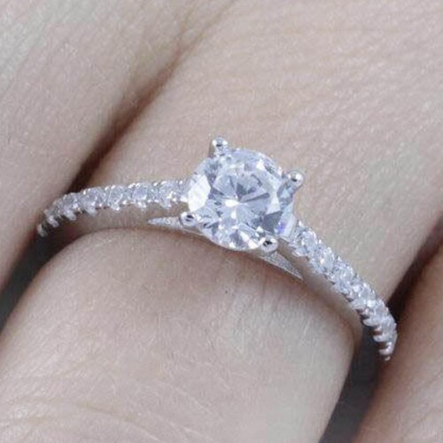 1ct Carat 925 Sterling Silver Solitaire CZ Engagement Ring - Etsy
