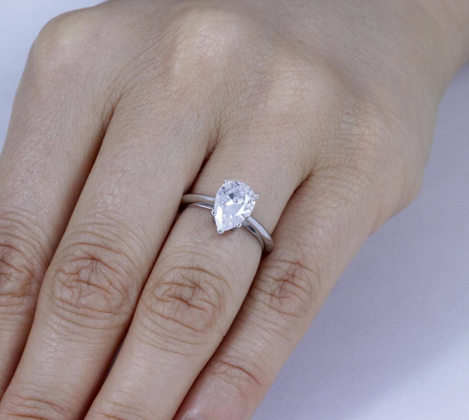 2.5 CT 925 Sterling Silver Pear Solitaire Diamond Simulant | Etsy