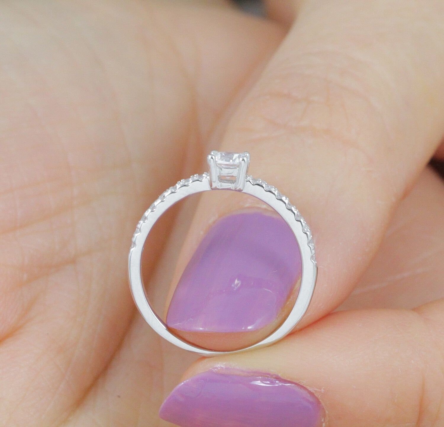 0.25ct 925 Sterling Silver Round Cut Diamond Simulant | Etsy