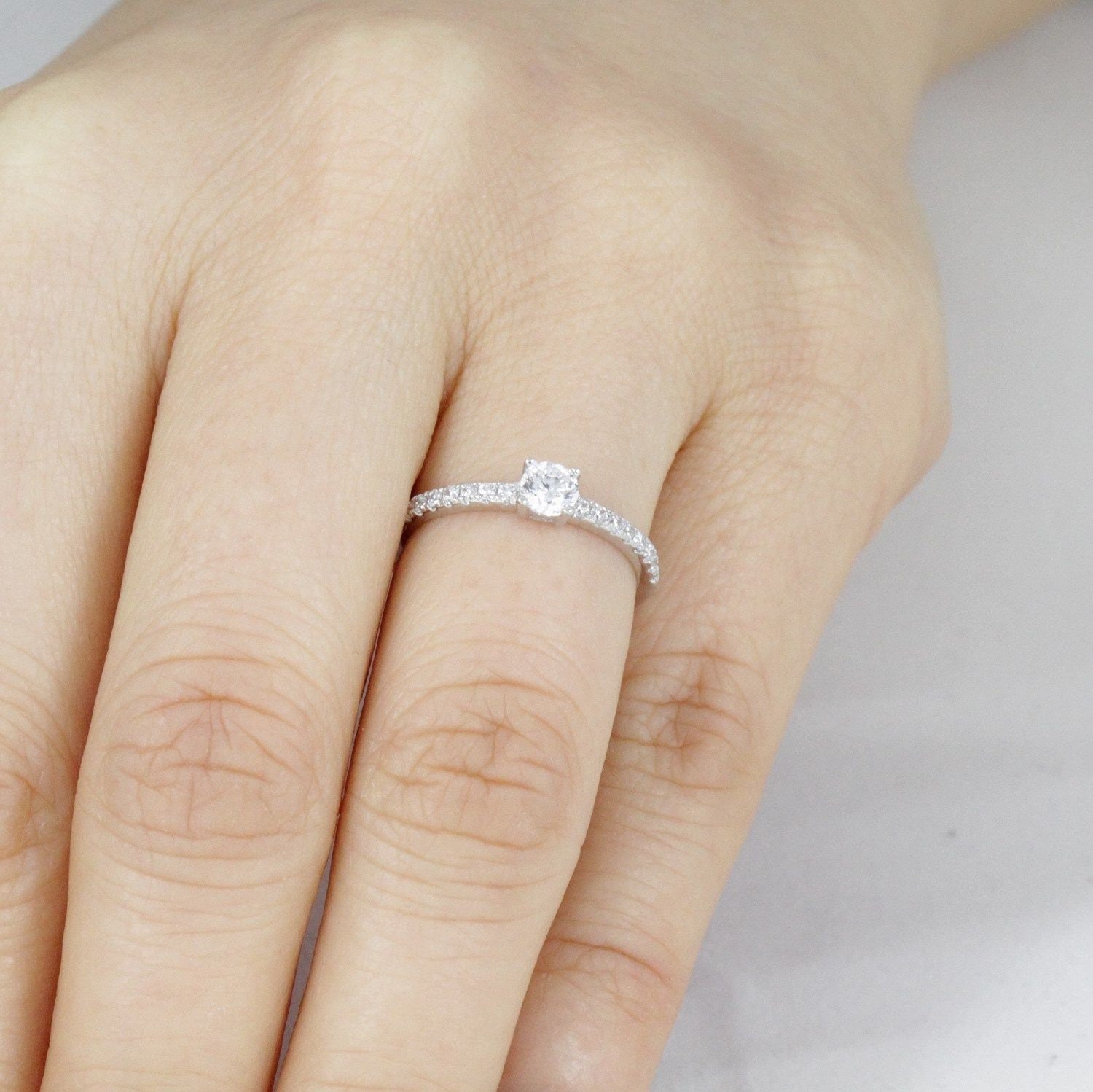 0.25ct 925 Sterling Silver Round Cut Diamond Simulant | Etsy