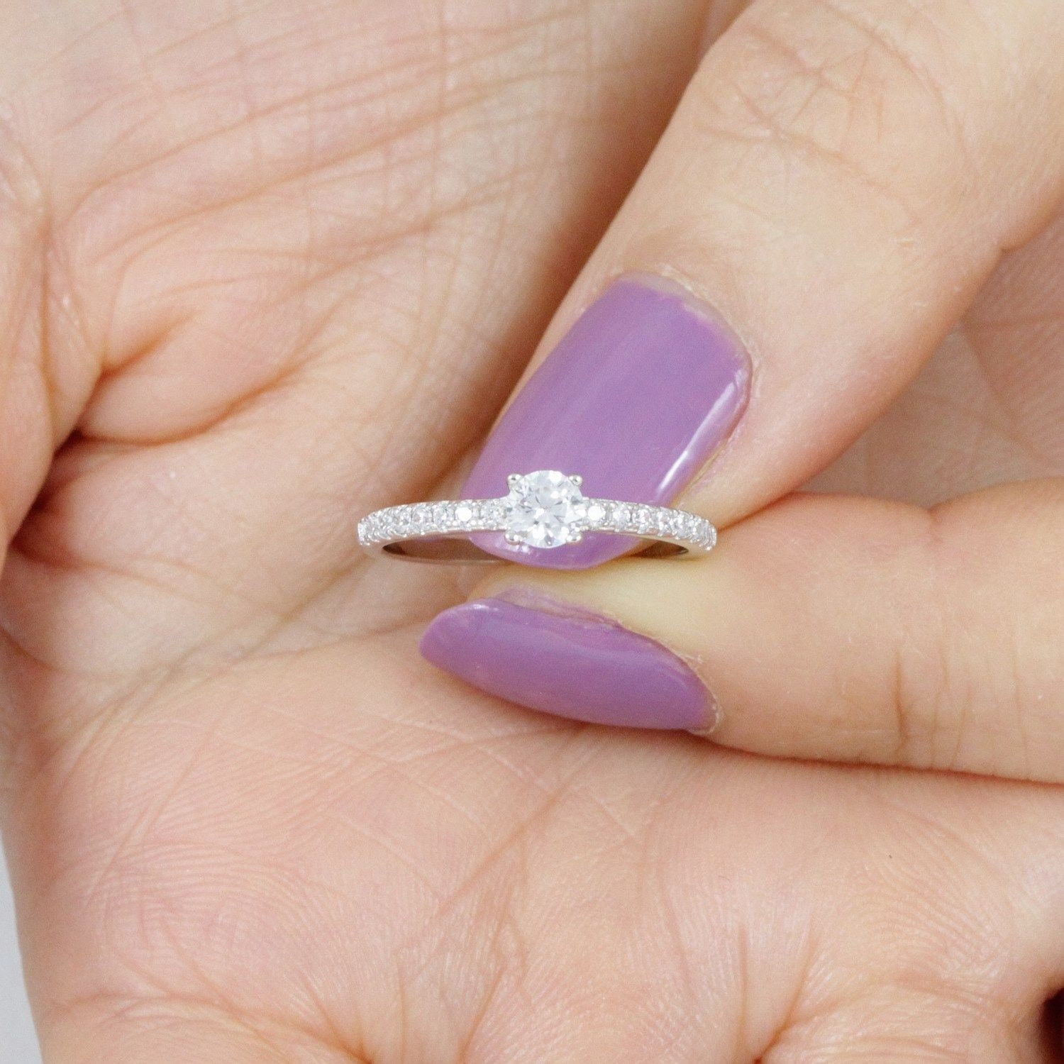 0.25ct 925 Sterling Silver Round Cut Diamond Simulant | Etsy