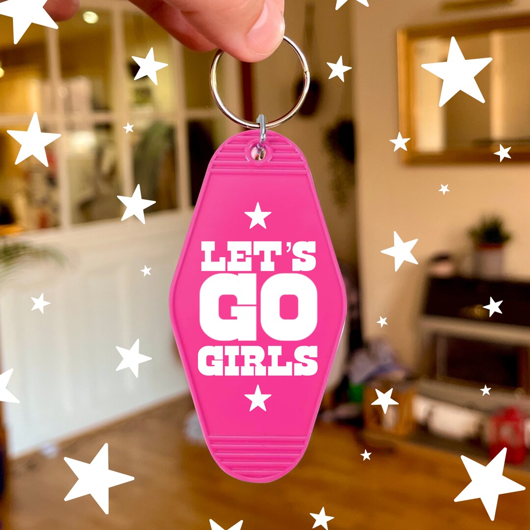 Let’s Go Girls Keychain | Pink Motel Style Keychains, Coastal Cowgirl ...