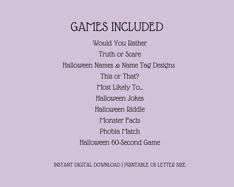 Printable Halloween Games Bundle: Spooky Party Activities (US Letter ...
