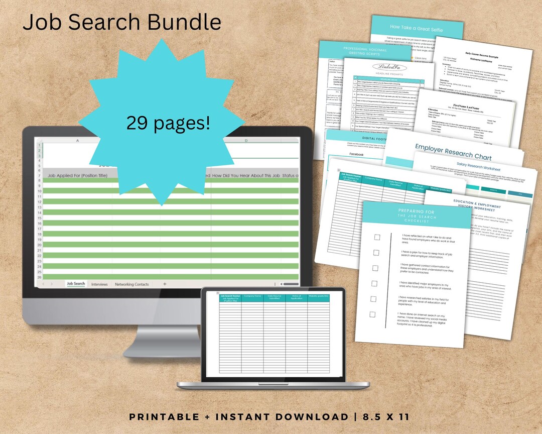 Printable Preparing for a Job Search Bundle Worksheets, Resume ...