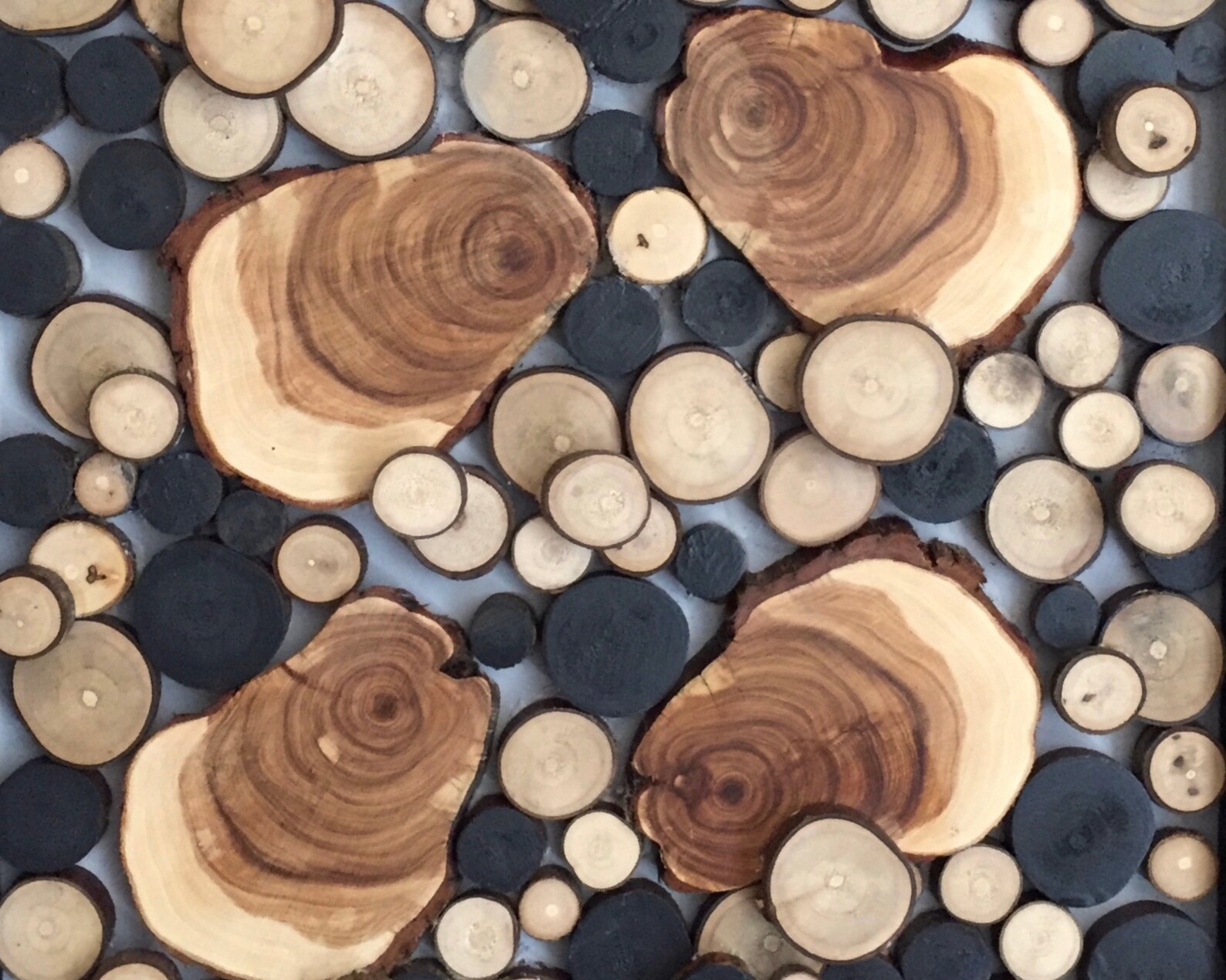 Wood slice wall art, Tree slice wall art, Wood mosaic art, Abstract ...