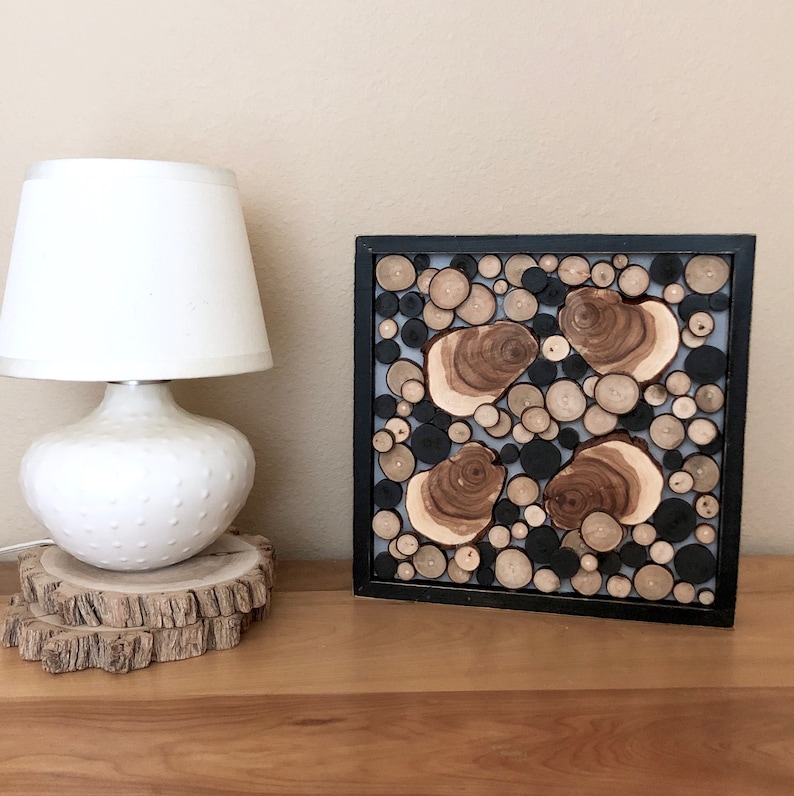 Wood slice wall art, Tree slice wall art, Wood mosaic art, Abstract ...