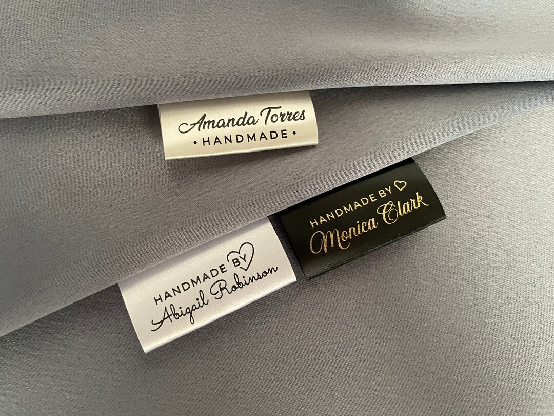 Custom Sewing Labels, Personalized Clothing Tags, White, Cream or Black ...