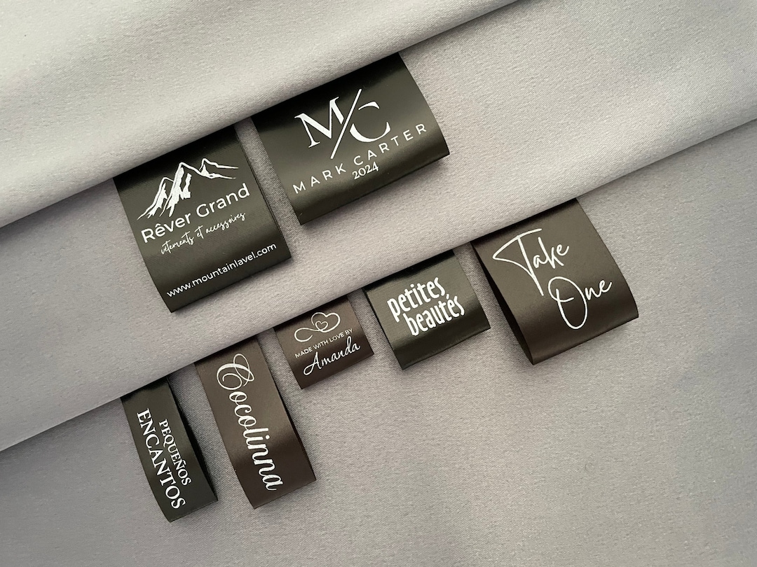 Custom Black Labels, Silky Satin Tags With Custom Logo/text on the ...