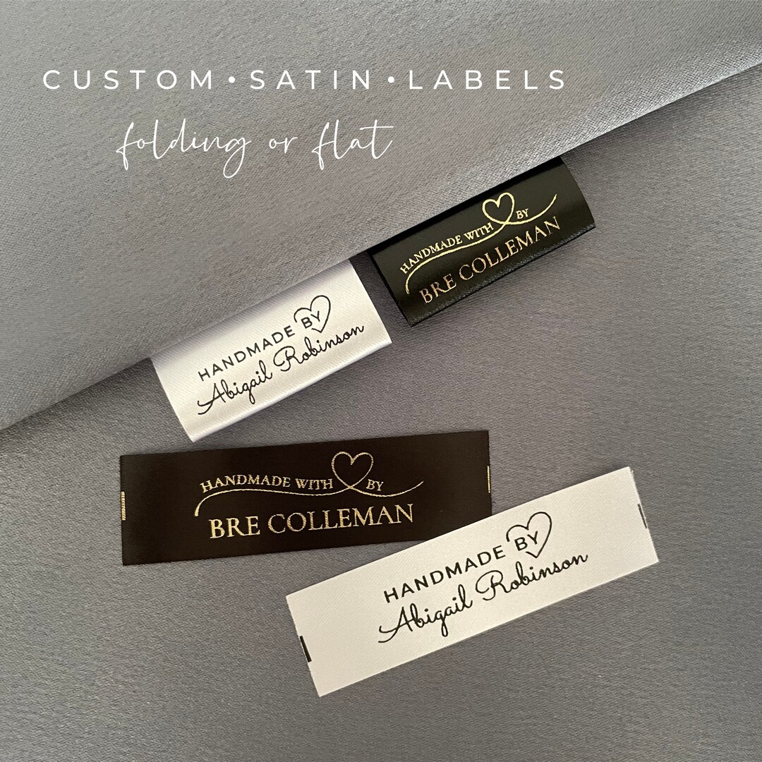 Custom Name Labels for Handmade Items, Trendy Sew on Flat Satin Tags or ...