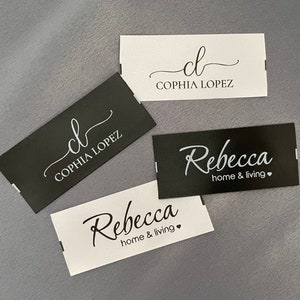 Set of 100 Soft Satin Labels in Cream, Black or White, Personalized ...