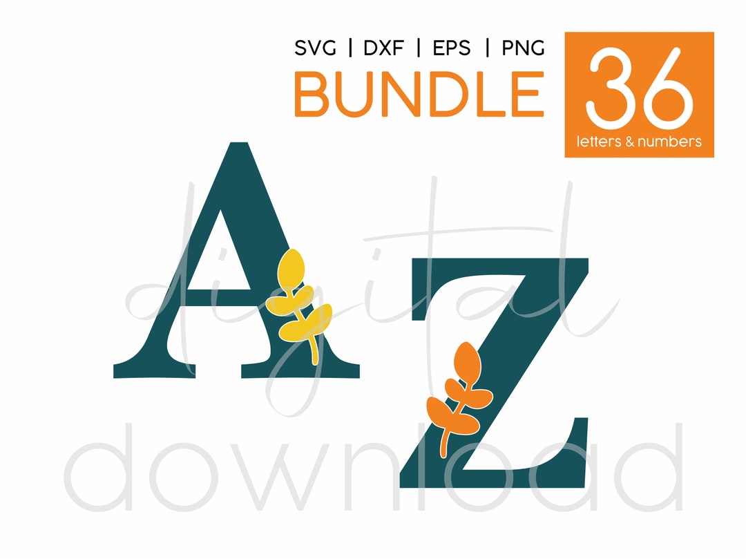 Fall Alphabet & Numbers Thanksgiving SVG Bundle Fall Leaf - Etsy