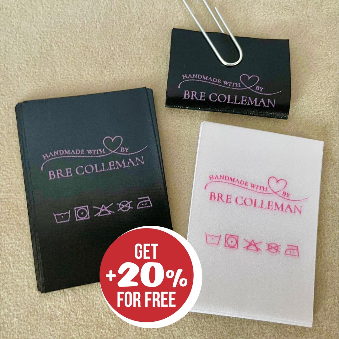 Personalized Clothing Tags, Custom Satin Sewing Label Black or White ...