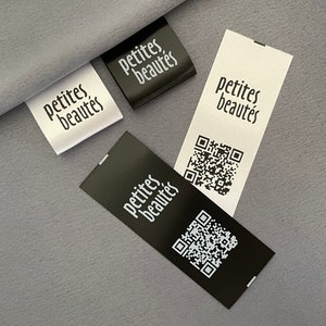 Custom QR Code Soft Satin Labels, Black or White Trendy Sewing Tags - Etsy