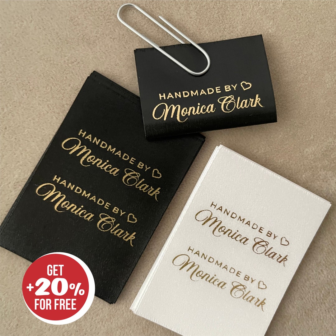 Custom Satin Labels for Handmade Items, Modern Sewing Tag Set, Fold ...