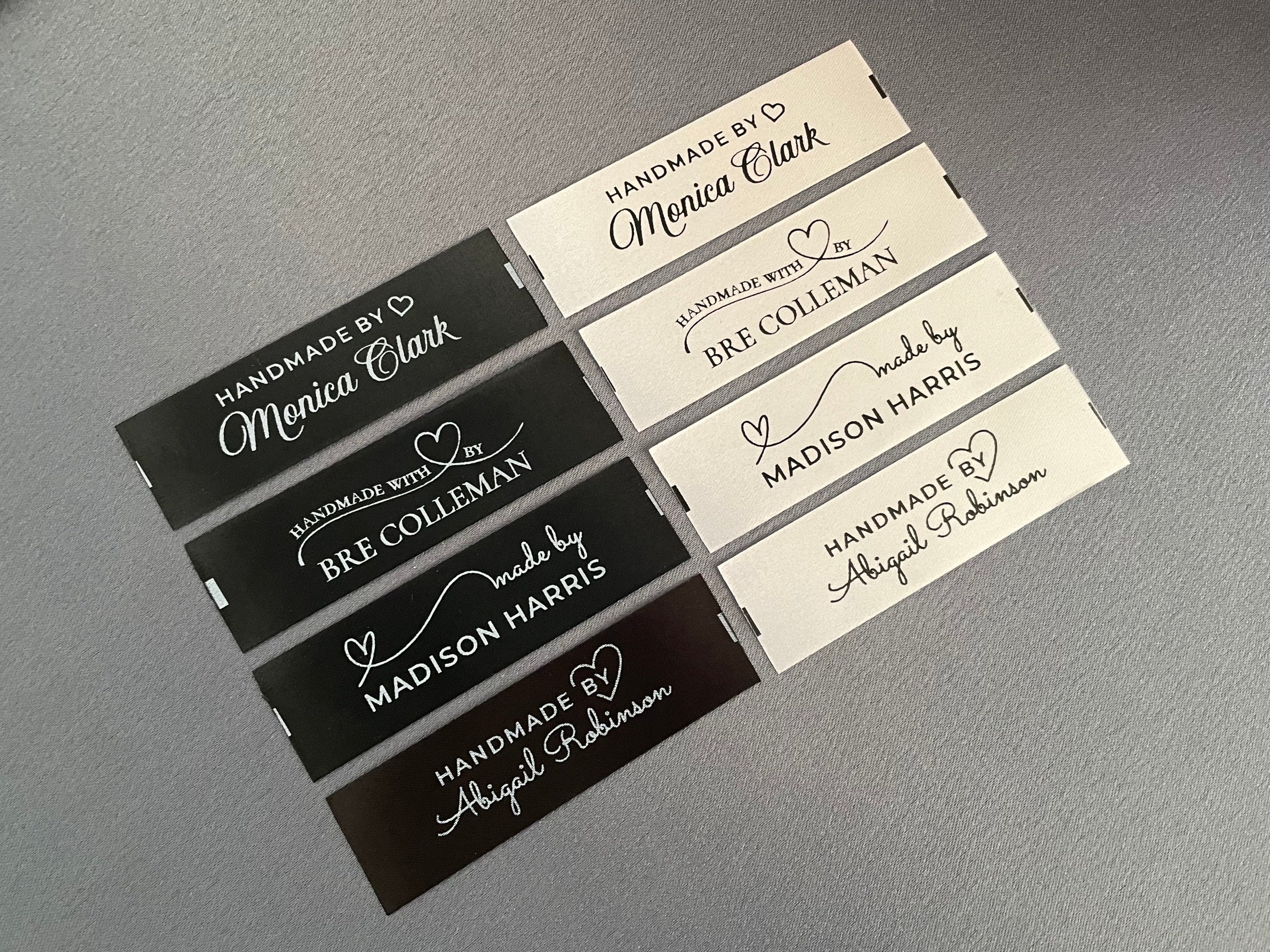 Custom Name Labels for Handmade Items, Trendy Sew on Flat Satin Tags or ...