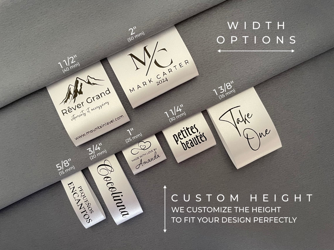 Black or White Fold Over Labels, Logo Tags, Silky Satin Brand Labels - Etsy
