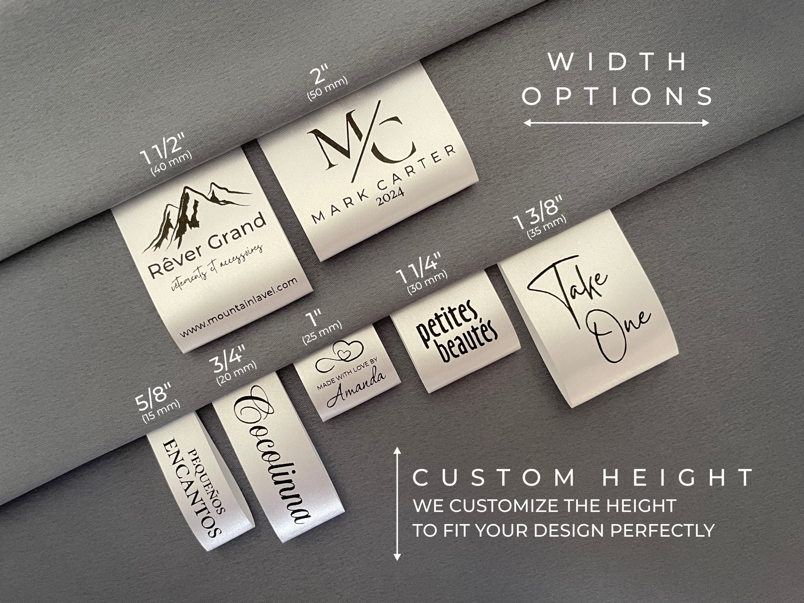 Black or White Fold Over Labels, Logo Tags, Silky Satin Brand Labels - Etsy